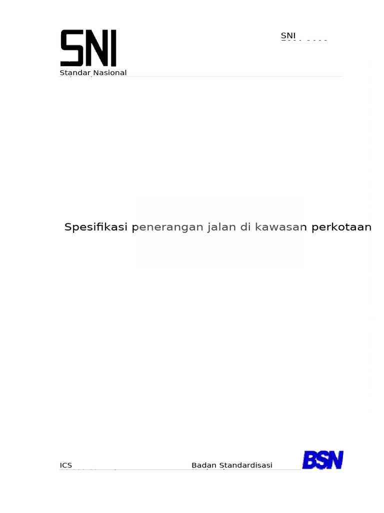 Standart Penerangan Jalan Sni 7391 2008 | PDF
