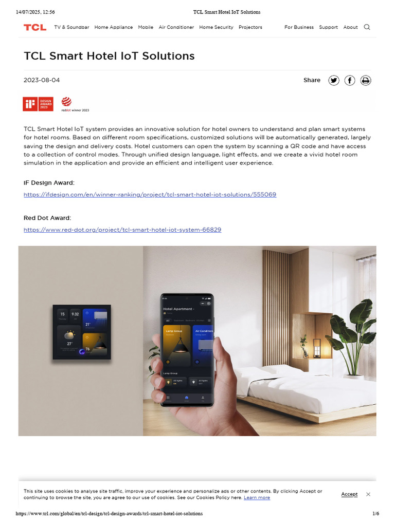 TCL Smart Hotel IoT Solutions | PDF | Internet Of Things | Http Cookie