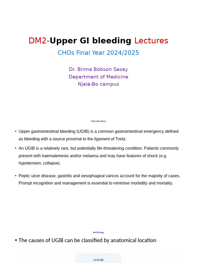 Upper GI Bleeding Overview and Management | PDF | Esophagus ...