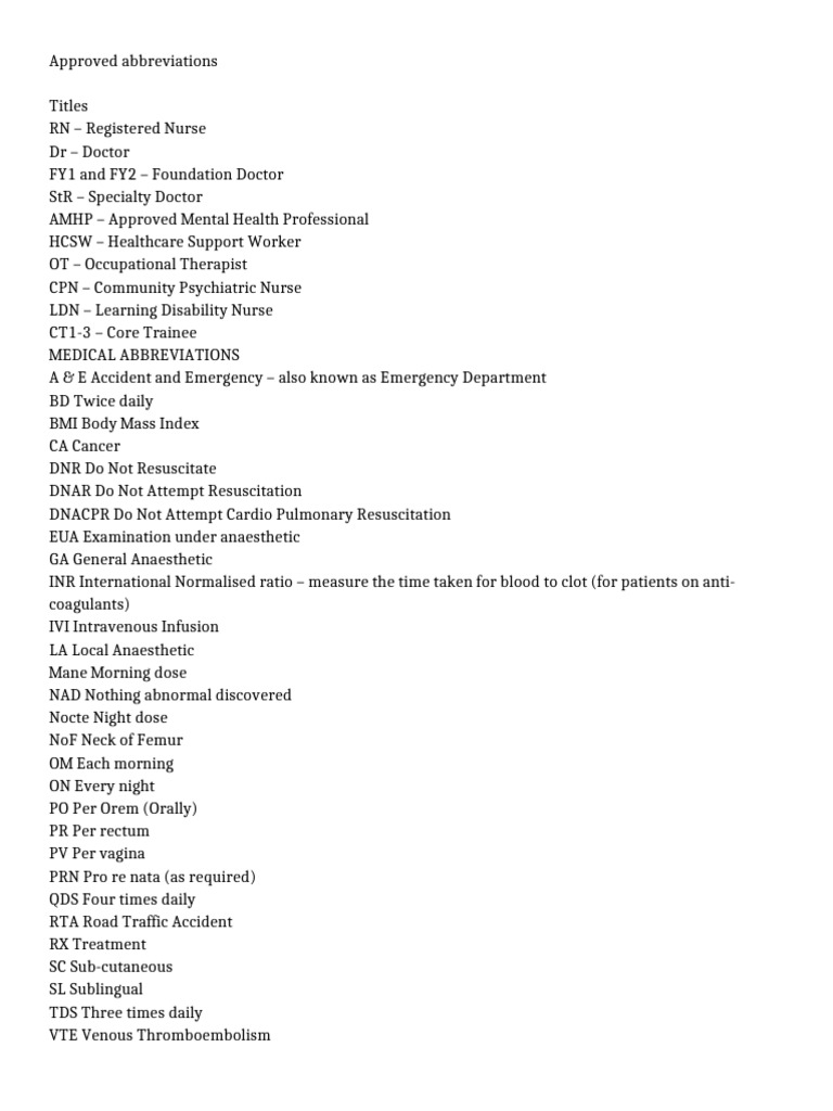 Comprehensive Medical Abbreviations Guide | PDF | Anatomical Terms Of ...