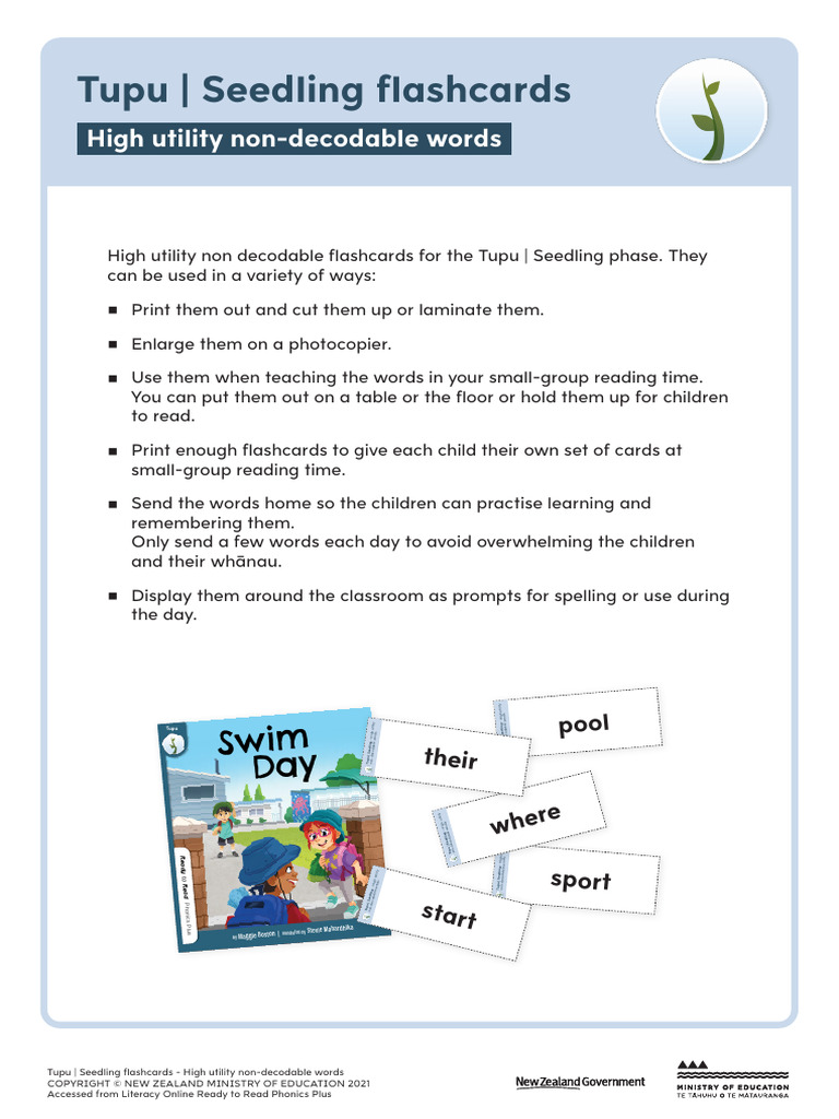 Tupu Seedling Flashcards Guide | PDF | Phonics | Written Communication