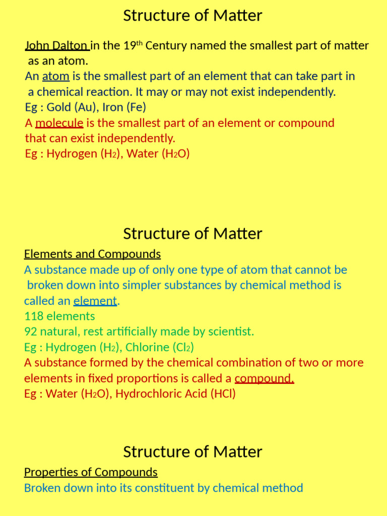 Structure of Matter Class 7 Cbse | PDF | Chemical Compounds | Chemical ...