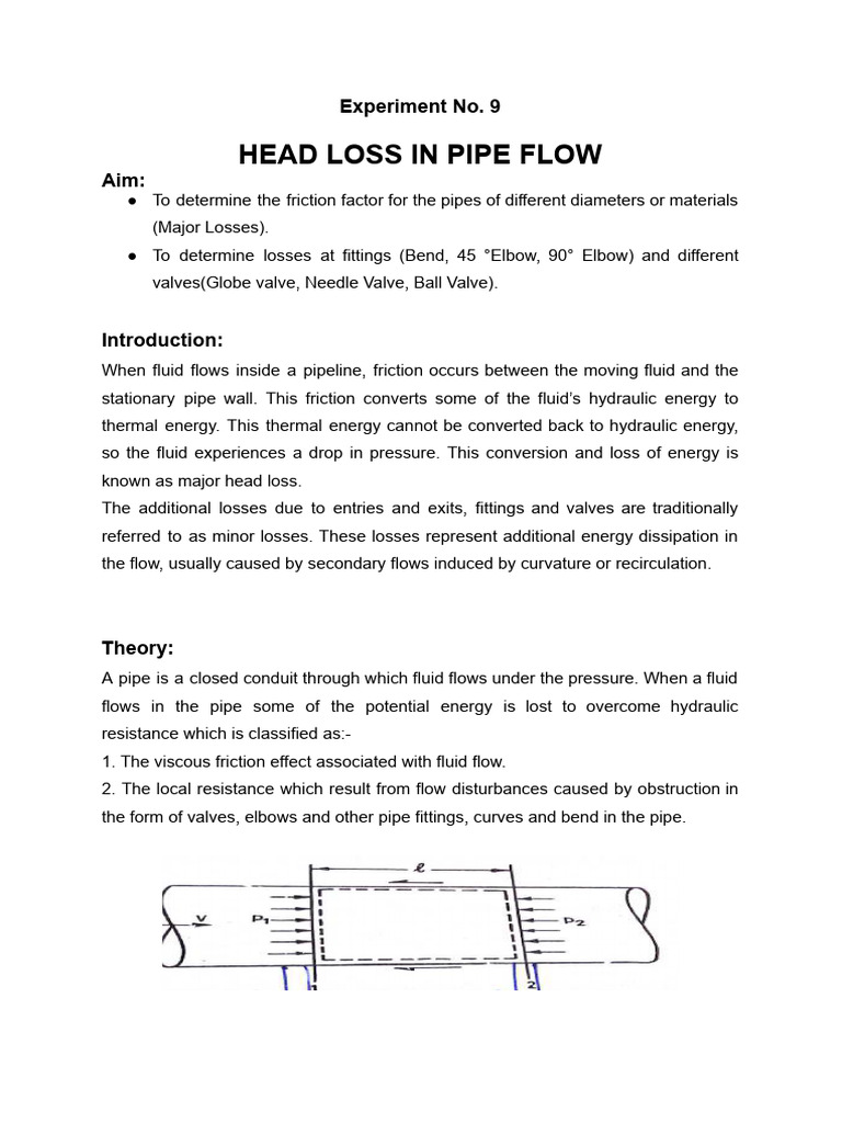 Head Loss Analysis in Pipe Flow Experiment | PDF | Valve | Liquids