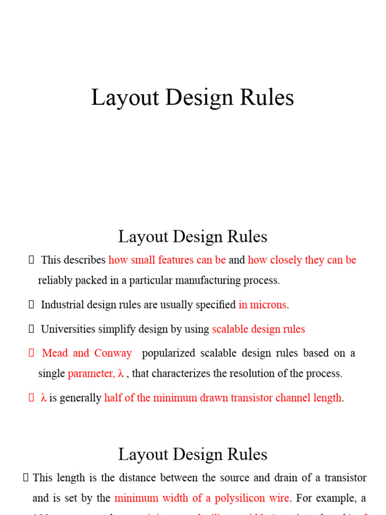 VLSI Layout Design Rules Explained | PDF | Integrated Circuit | Digital ...