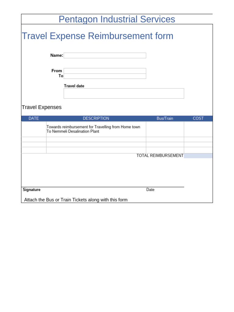 Pentagon Travel Expense Reimbursement Form | PDF