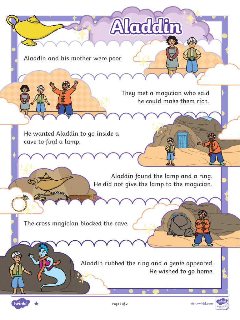 Aladdin Differentiated Reading Comprehension Activity | PDF | Literary ...
