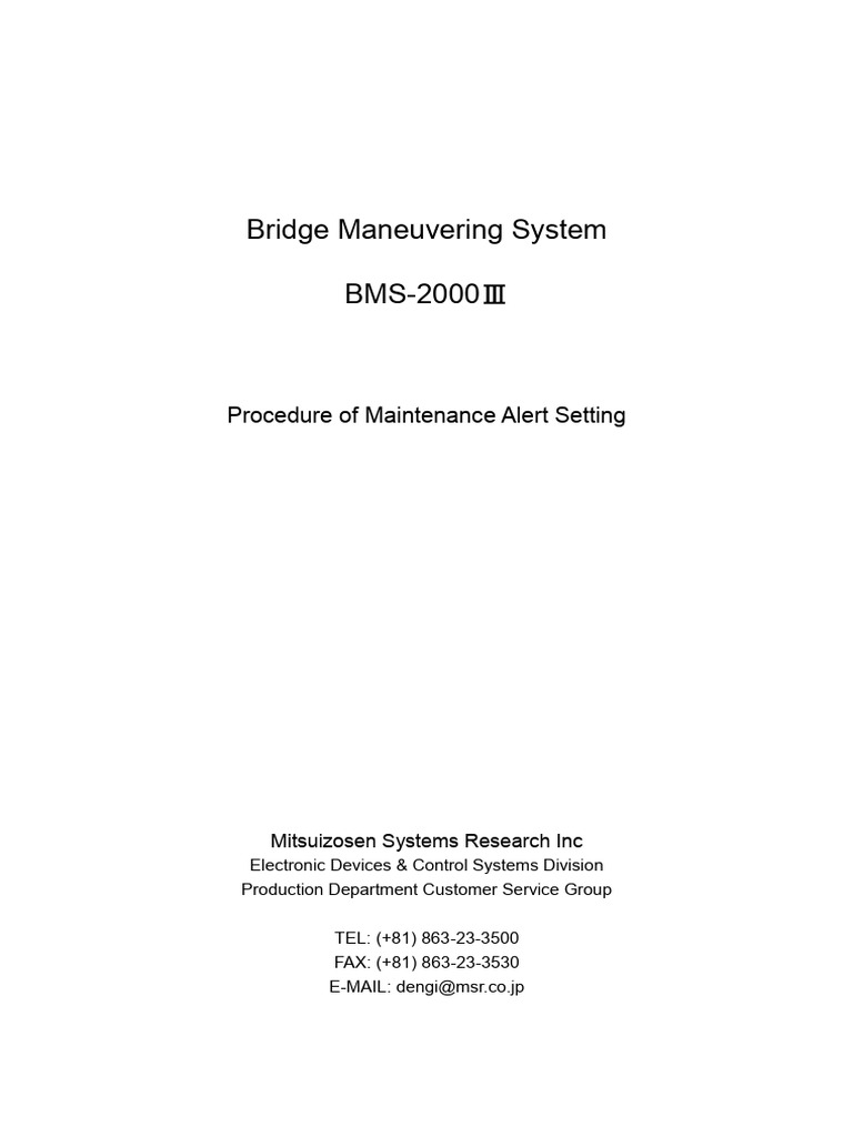 BMS-2000 Maintenance Alert Guide | PDF