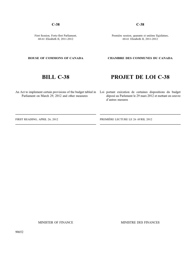 Bill C-38 | PDF | Statutory Law | Government