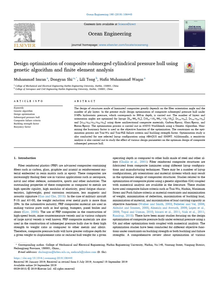 Design Optimization of Composite Submerg | PDF | Composite Material ...