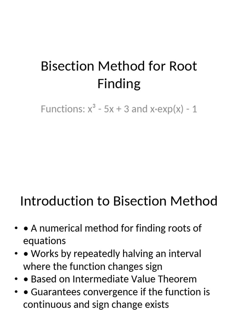 Bisection Method Presentation | PDF