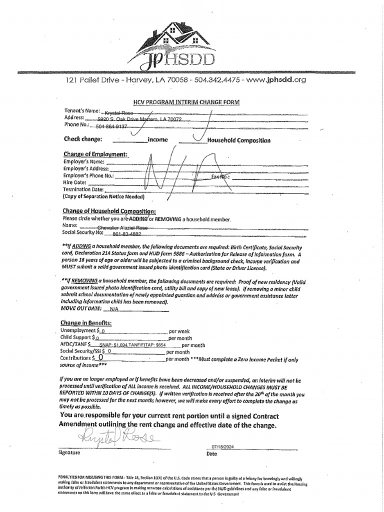 Interim Change Form | PDF