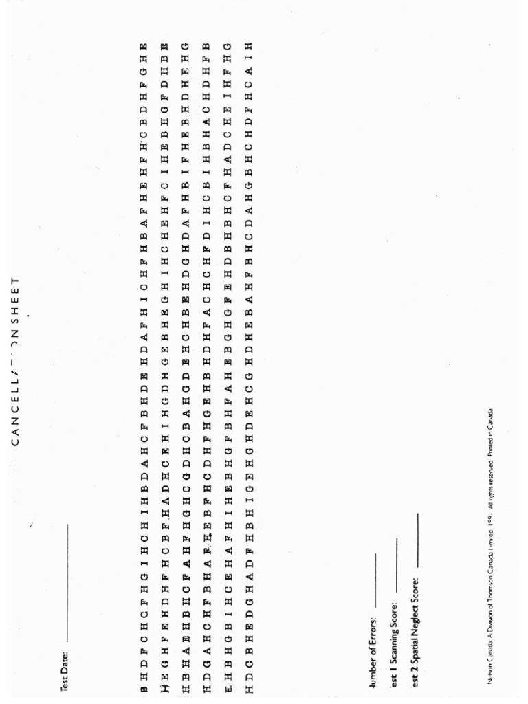 Single Letter Cancellation Test Overview | PDF | Psychology | Applied ...
