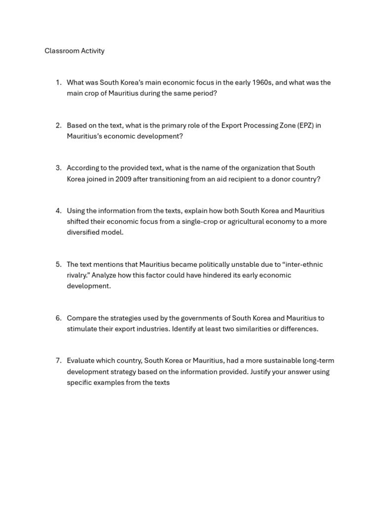 Classroom Activity | PDF