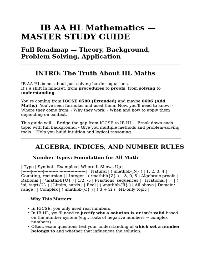 IB AA HL Mathematics Study Guide | PDF | Function (Mathematics ...