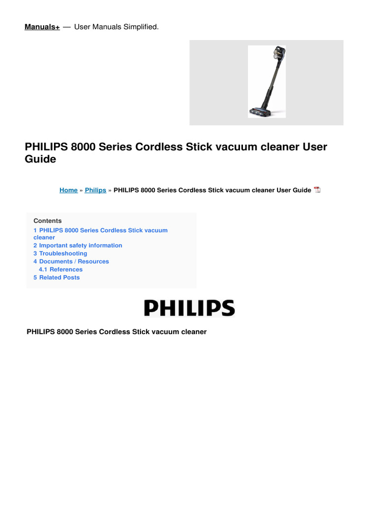 Philips 8000 Series Vacuum User Guide | PDF | Vacuum Cleaner ...