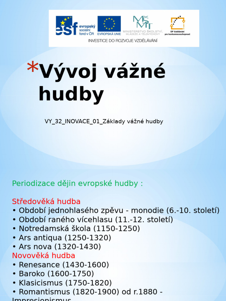 VY 32 INOVACE 01 Zaklady Vazne Hudby | PDF