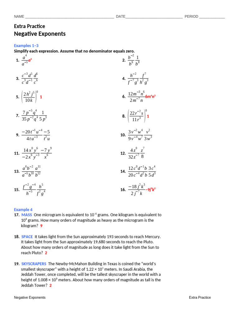 Negative Exponents Practice Exercises | PDF | Chess Openings | Chess Theory