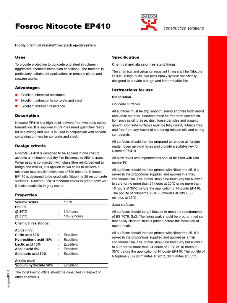 Nitocote EP410 UAE | PDF | Concrete | Personal Protective Equipment