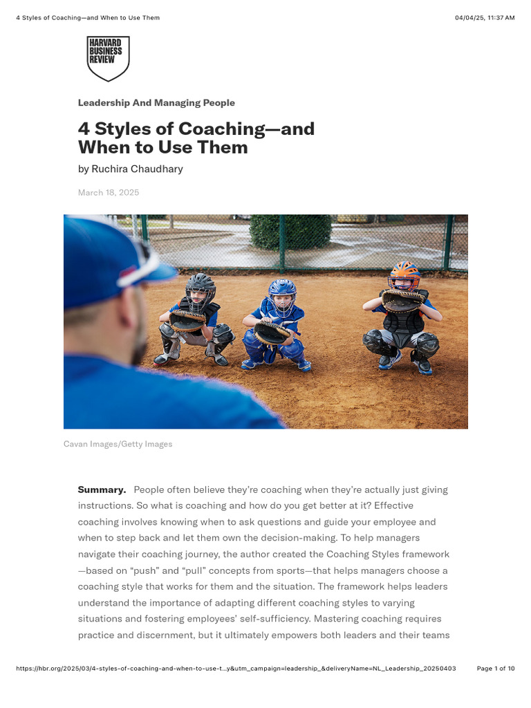 4 Coaching Styles for Effective Leadership | PDF | Psychology | Cognition