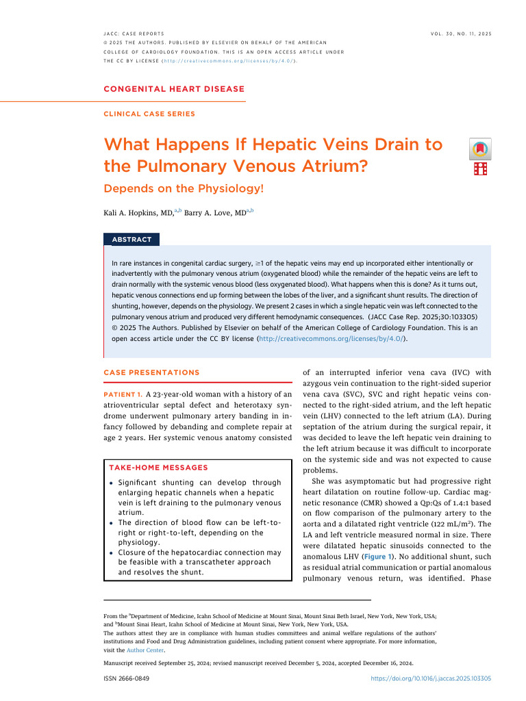 Hepatic Veins Drain To The Pulmonary Venous Atrium 2025 | PDF | Atrium ...