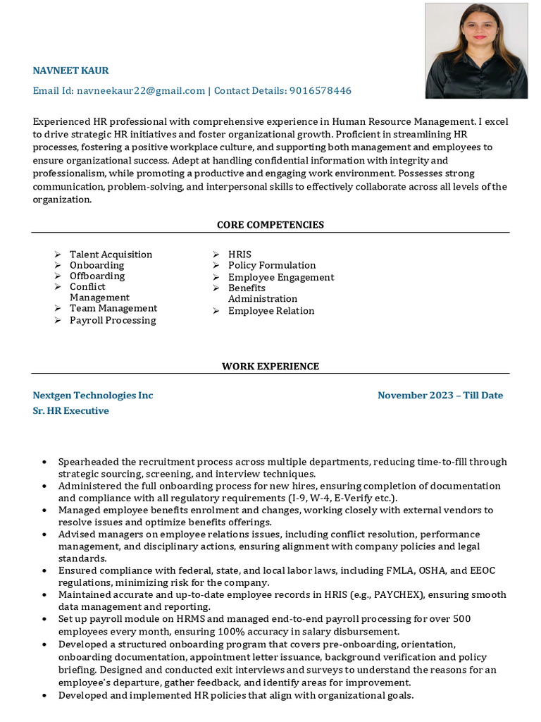 Experienced HR Professional Profile | PDF | Employment | Human Resources