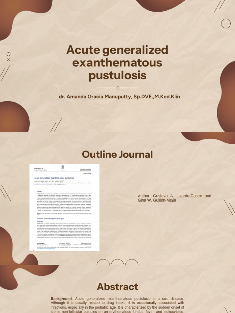 Acute Generalized Exanthematous Pustulosis in Pediatrics | PDF ...