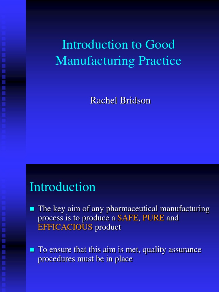 Introduction To Good Manufacturing Practice: Rachel Bridson | PDF ...