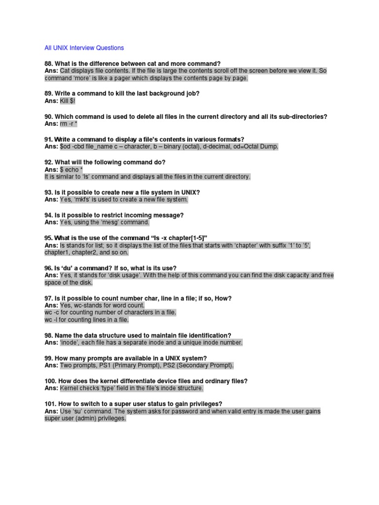 All UNIX Interview Questions | PDF | Computer File | Computer Data Storage