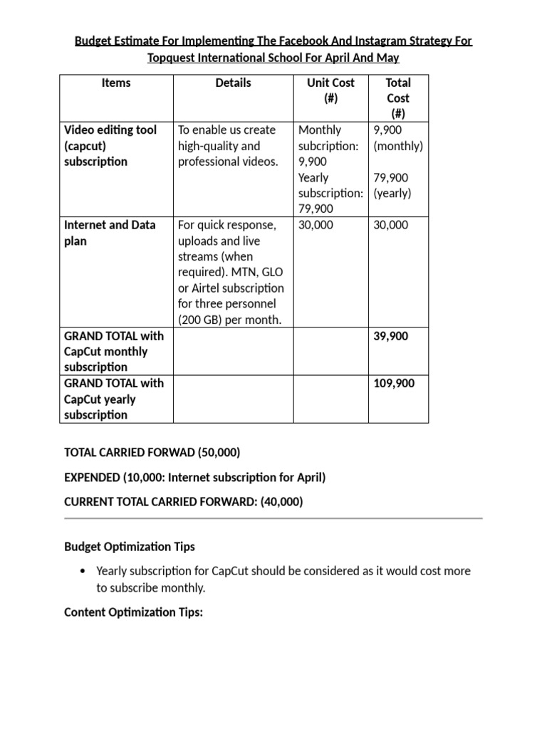 Media Budget 1 | PDF