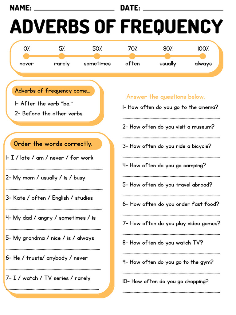 Adverbs of Frequency Worksheet | PDF | Adverb | Grammar