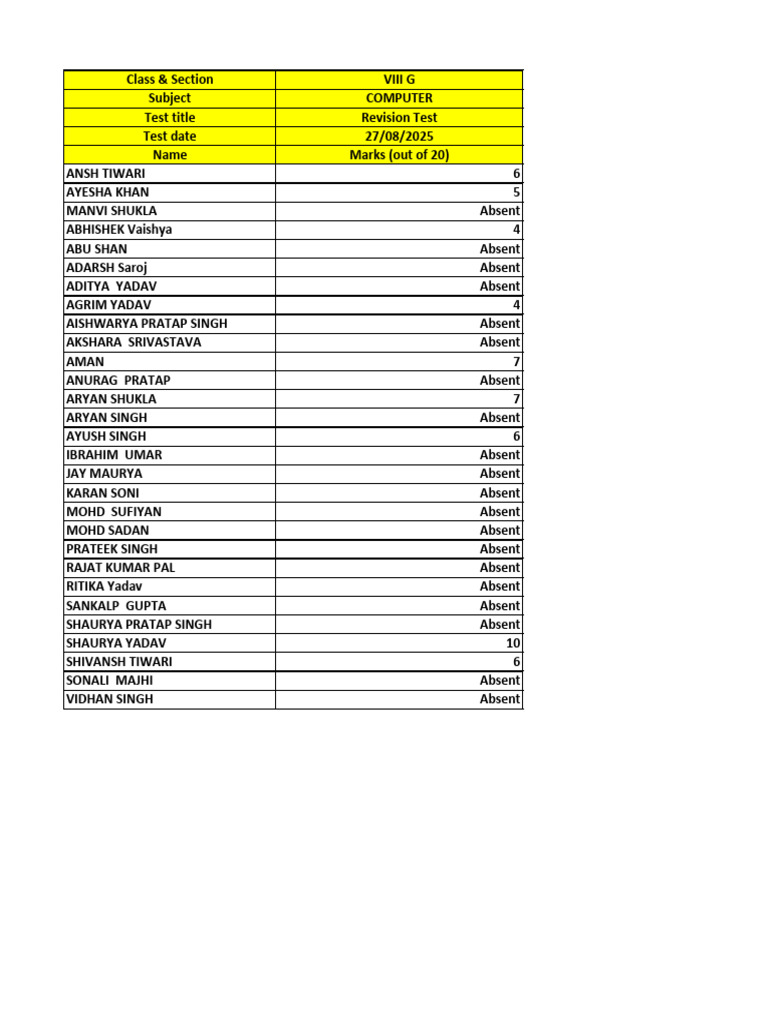 Class 8G | PDF
