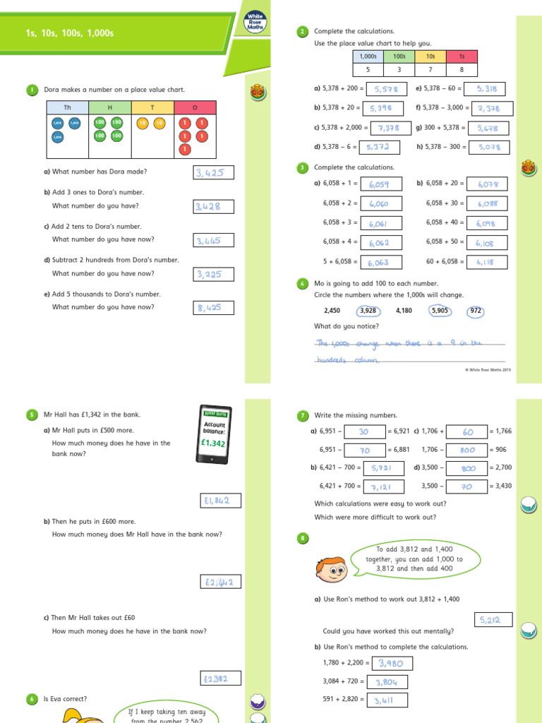 Place Value and Addition Exercises | PDF | Mathematics