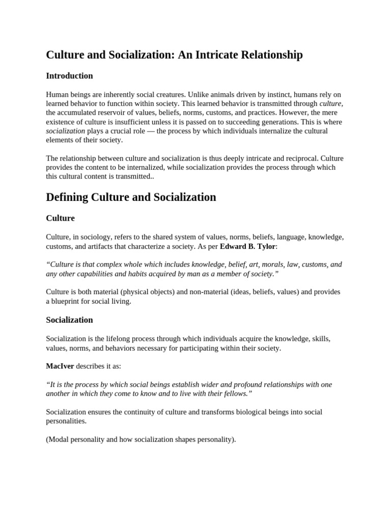 Culture and Socialization | PDF | Socialization | Knowledge