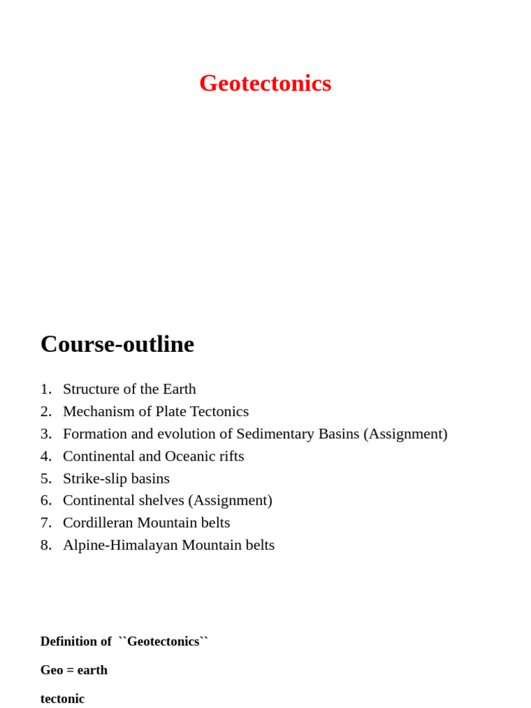 Geotectonics - Strucure of Earth | PDF | Tectonics | Geology