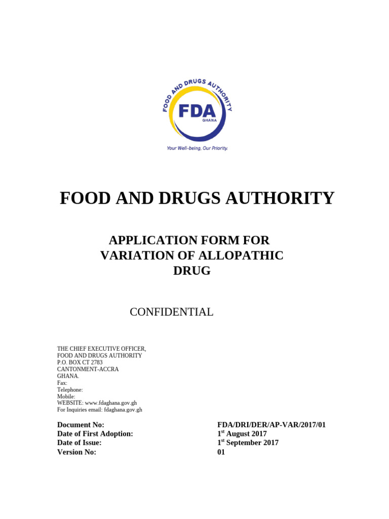 Variation of Allopathic Drug Application Form | PDF | Food And Drug ...