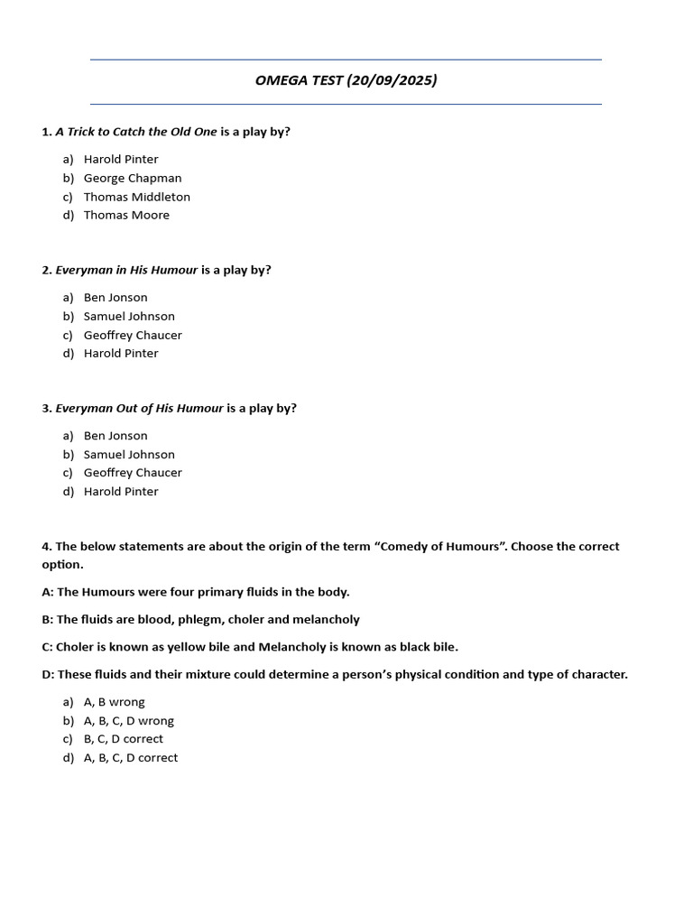 Omega Test Sep 20 QP | PDF