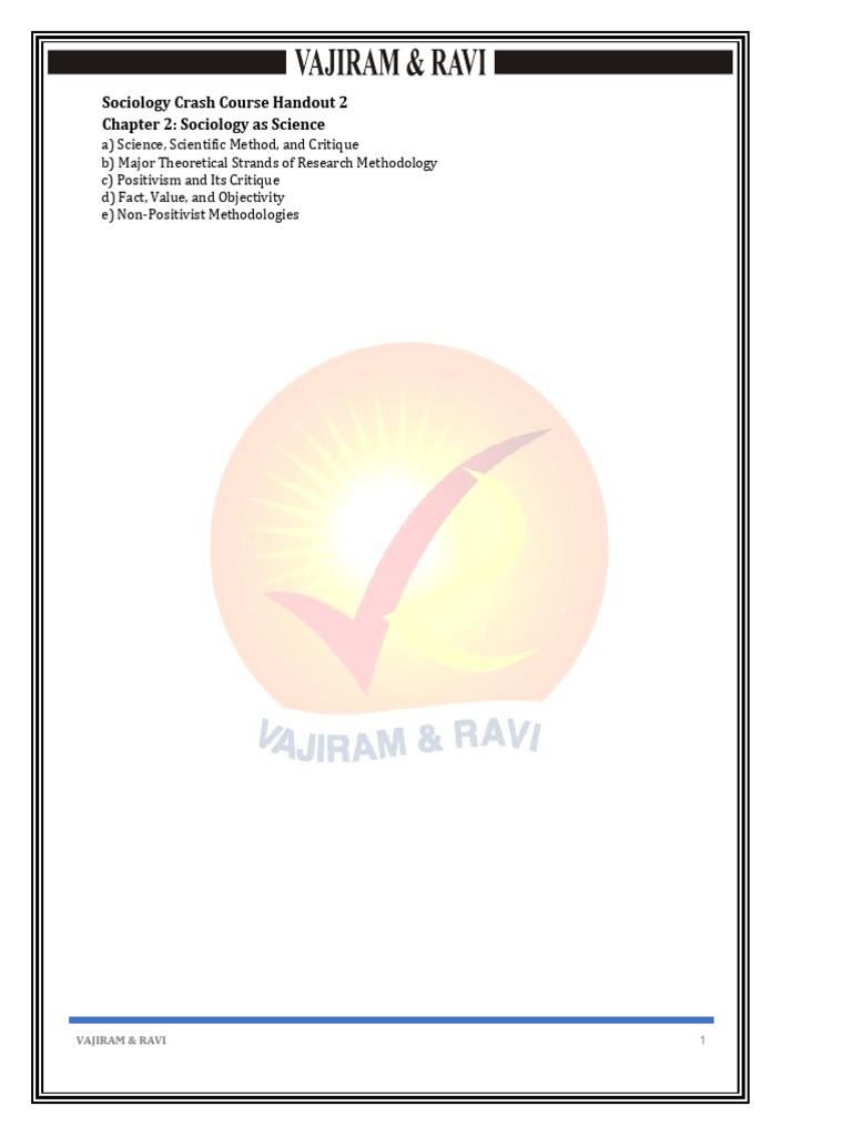 Sociology and the Scientific Method Summary | PDF | Sociology | Positivism
