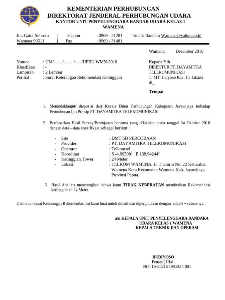 Rekomendasi Ketinggian Tower Wamena | PDF