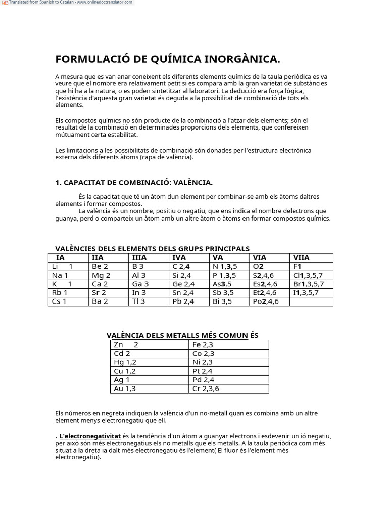 Formulació Inorgànica | PDF