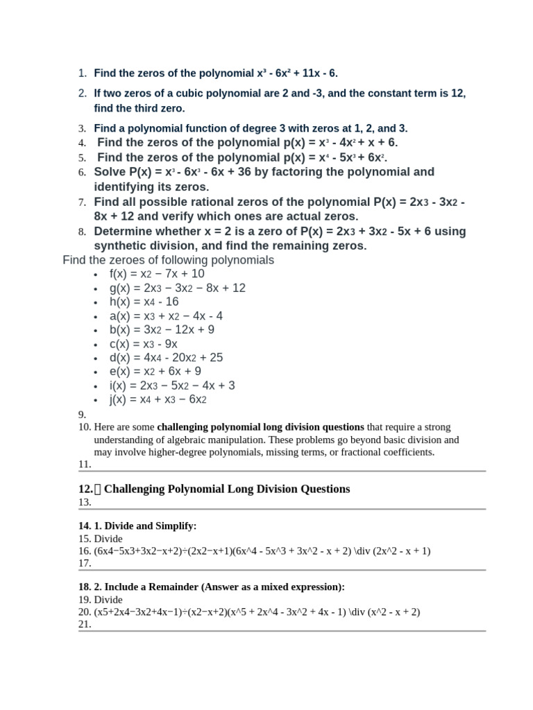 Polynomial Practice | PDF | Polynomial | Computational Science