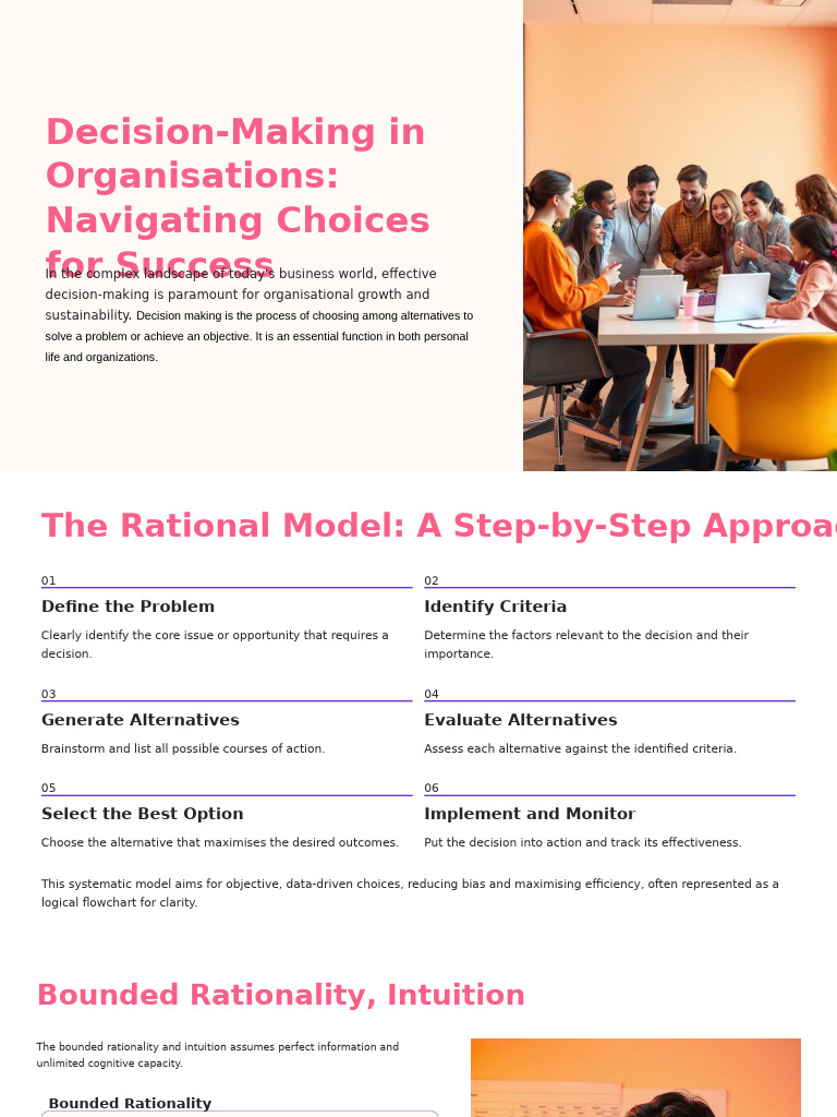 Decision Making in Organisations Navigating Choices For Success | PDF