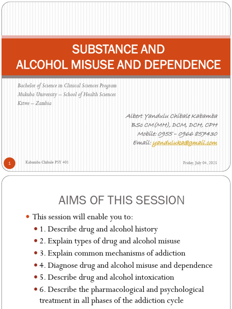 6.8 Substance and Alcohol Misuse and Dependence PSY 401 2025 | PDF ...