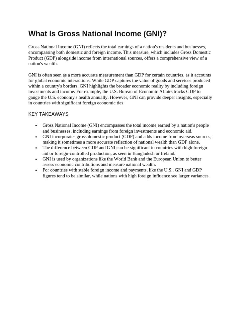 Understanding Gross National Income (GNI) | PDF | Gross Domestic ...