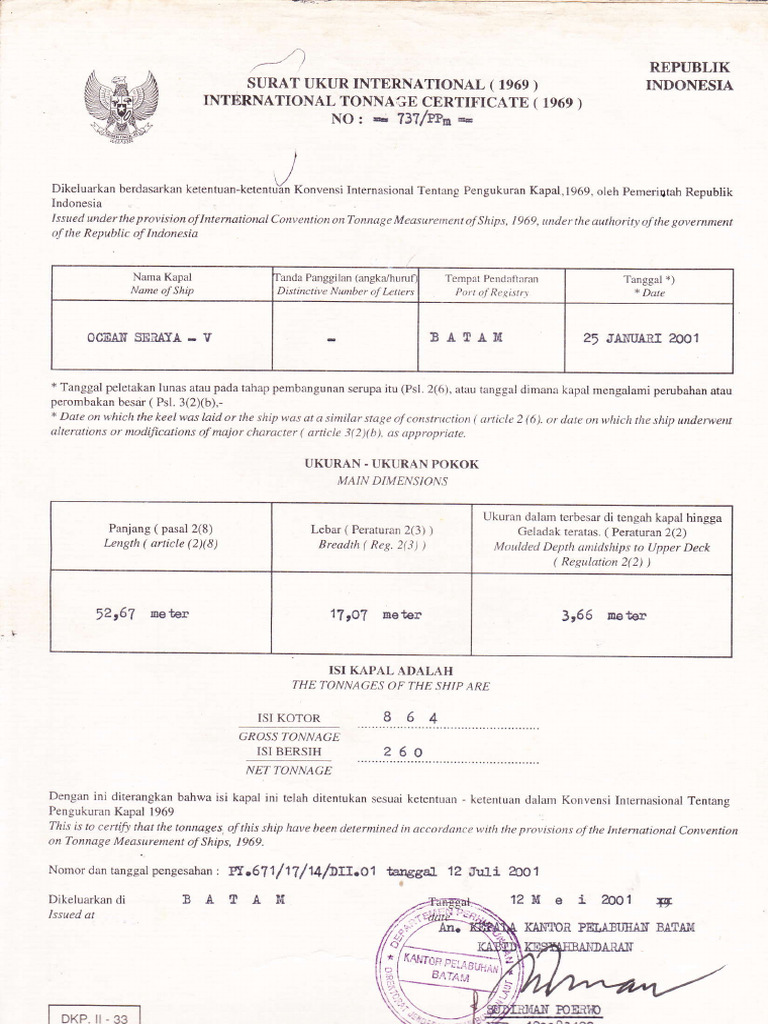 Surat Ukur Ocean Seraya V | PDF