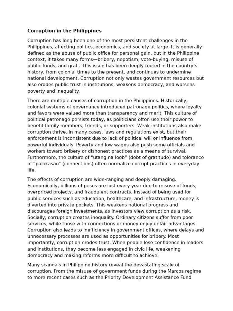 Corruption in The Philippines | PDF | Political Corruption | Corruption