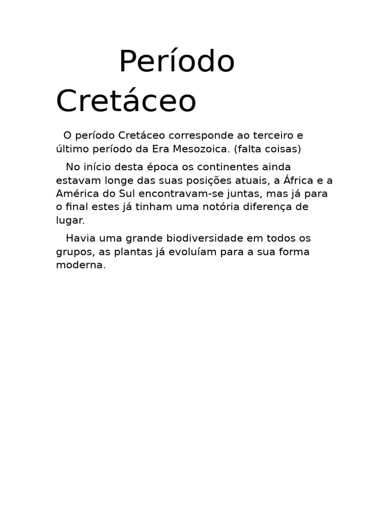 Período Cretáceo: Evolução e Biodiversidade | PDF