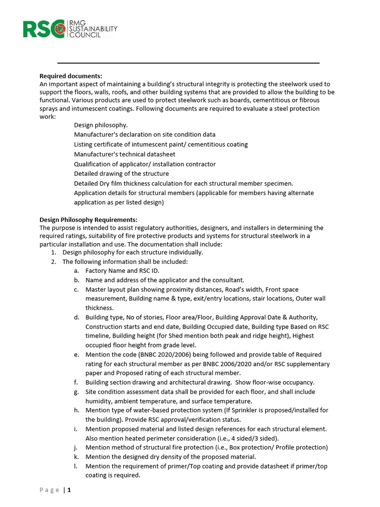 Structural Fire Protection Design Submission Guideline - RSC | PDF ...
