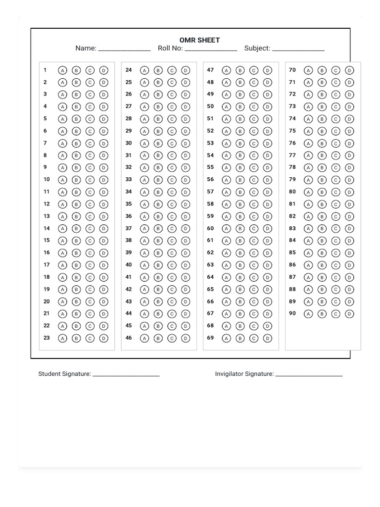 90 MCQ Omr | PDF
