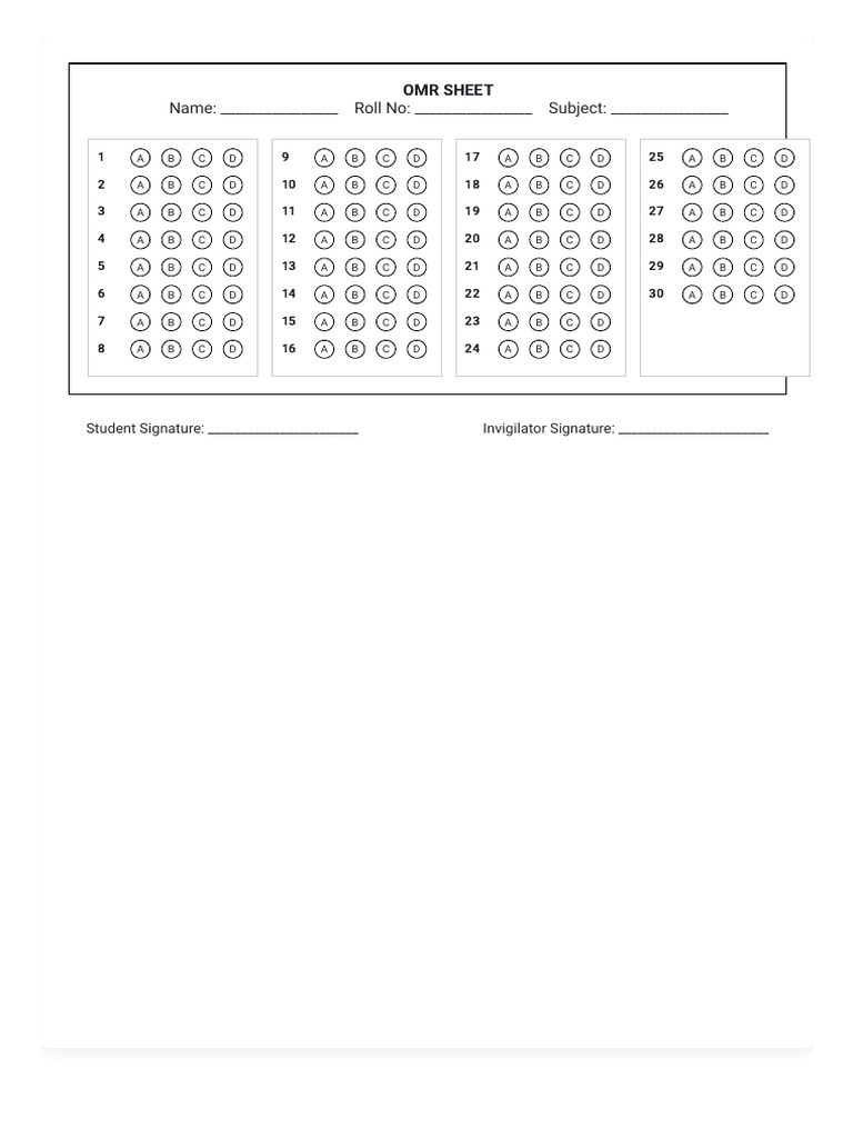 30 MCQ Omr | PDF