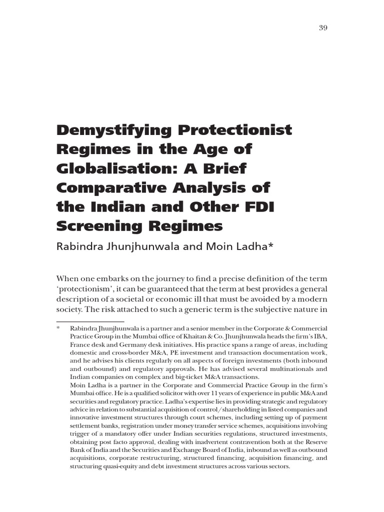 Demystifying Protectionist Regimes in The Age of Globalisation | PDF ...